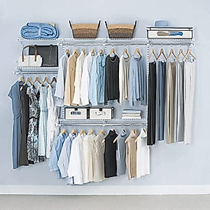 Rubbermaid Configurations 4-8 Feet Expandable Hanging and Shelf Space Custom DIY Closet Organizer Kit, White (2 Pack)