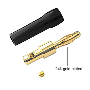 VCELINK 4mm Speaker Banana Plugs-Open Screw Type, Insulated 24K Gold Plated Speaker Wire Banana Plugs Connectors (5 pair/10 pcs)