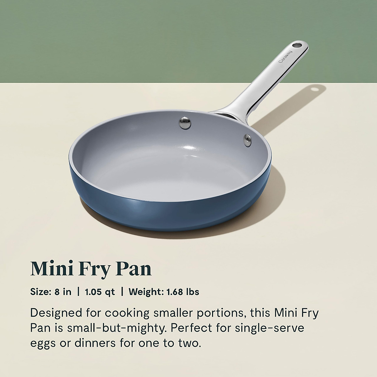 Caraway Mini Duo - Non-Stick Ceramic Mini Fry Pan (1.05 qt, 8") & Mini Sauce Pan (1.75 qt) - Non Toxic, PTFE & PFOA Free - Oven Safe & Stovetop Agnostic (Gas, Electric & Induction) - Navy