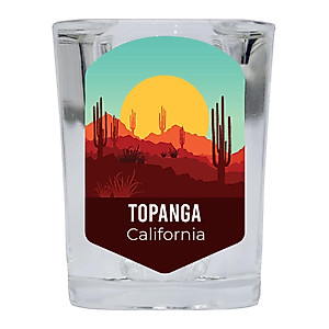 Topanga California Souvenir 2 Ounce Square Shot Glass Desert Design