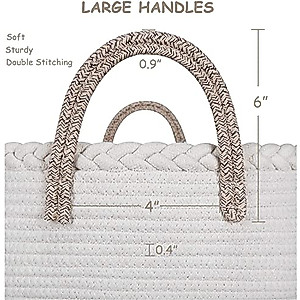 Extra Large 100% Cotton Rope Basket 21.7" x 21.7" x 13.8"-XXXL Woven Blanket Basket with Handles/Clothes Hamper Collapsible/Portable Nursery Storage Bin/Baby Toys Box/Laundry Baskets for Kids