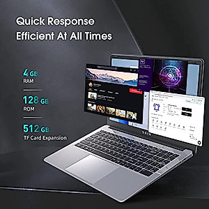 SGIN Laptop 15.6 Inch 4GB DDR4 128GB SSD, Windows 11 Laptop with Intel Celeron, up to 2.8GHz, Mini HDMI, 2.4/5.0G WiFi, 2 x USB 3.0, Expandable Storage 512GB TF(Sliver)