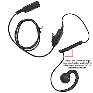 Rataok xpr3500e Earpiece and Mic Walkie Talkie Accessories Headset with Microphone Radio Ptt Ear Piece for Motorola xpr 3300e 3500e 3000 3300 3500 xpr3300e xpr3000 xpr3300 xpr3500 (C Swivel)
