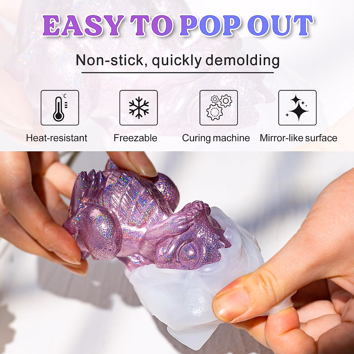 LET'S RESIN Dragon Resin Molds, Hear, Speak, See No Evil 3 Pcs Dragon Epoxy Resin Molds, Lively 3D Animal Silicone Molds for Epoxy Resin, Art Craft, Gift