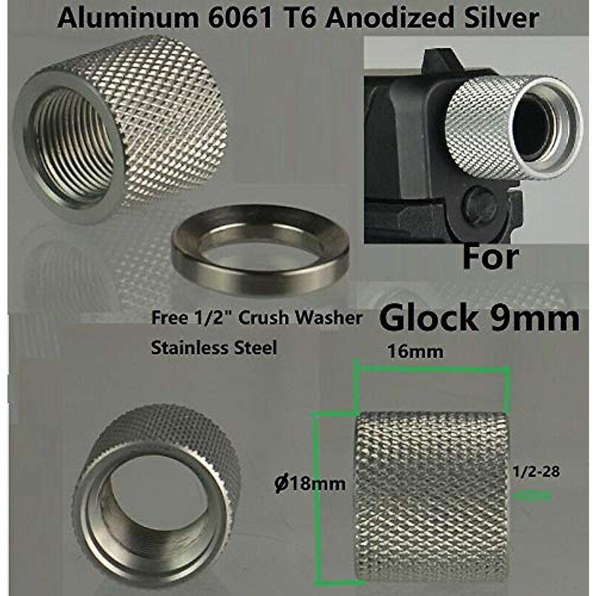 DB TAC 1/2 x 28 Thread Protector Aluminum 6061 T6 Silver Color 1/2-28 Thread