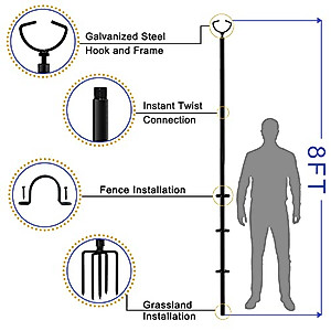 Eillion 3-in-1 String Light Poles for Hanging Outdoor String Lights, Patio Metal Light Pole for Outside Garden, Backyard, Parties Bistro (4PCS)