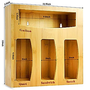 Ziplock Bag Storage Organizer, Bamboo Drawer Organizer, Ziplock Bag Organizer, Compatible With Ziploc, Solimo, Glad, Hefty For Gallon, Quart, Sandwich Snack Variety Size Bags (4 Slots)