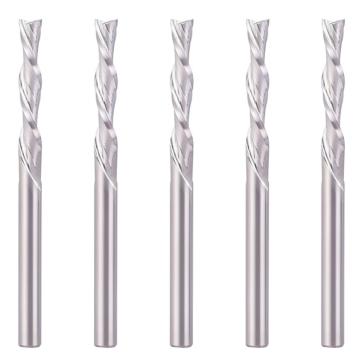 HQMaster Downcut Bit 1/8" Shank Down Cut Spiral CNC Router Bits End Mill Tungsten Carbide Milling Cutter Set 5 Pack (3.175mm)