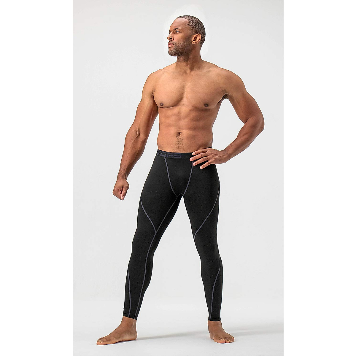DEVOPS Men's Thermal Compression Pants, Athletic Leggings Base Layer Bottoms (2 Pack) (Large, Black/Black)