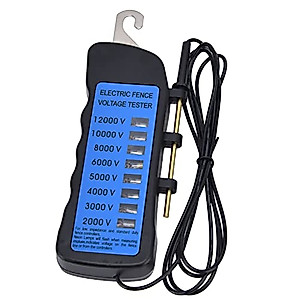Electric Fence Voltage Tester, 12KV Neon Fault Finder 2000 to 12000V 8 Neon Indicator Lights Waterproof Fence Tester for Farms