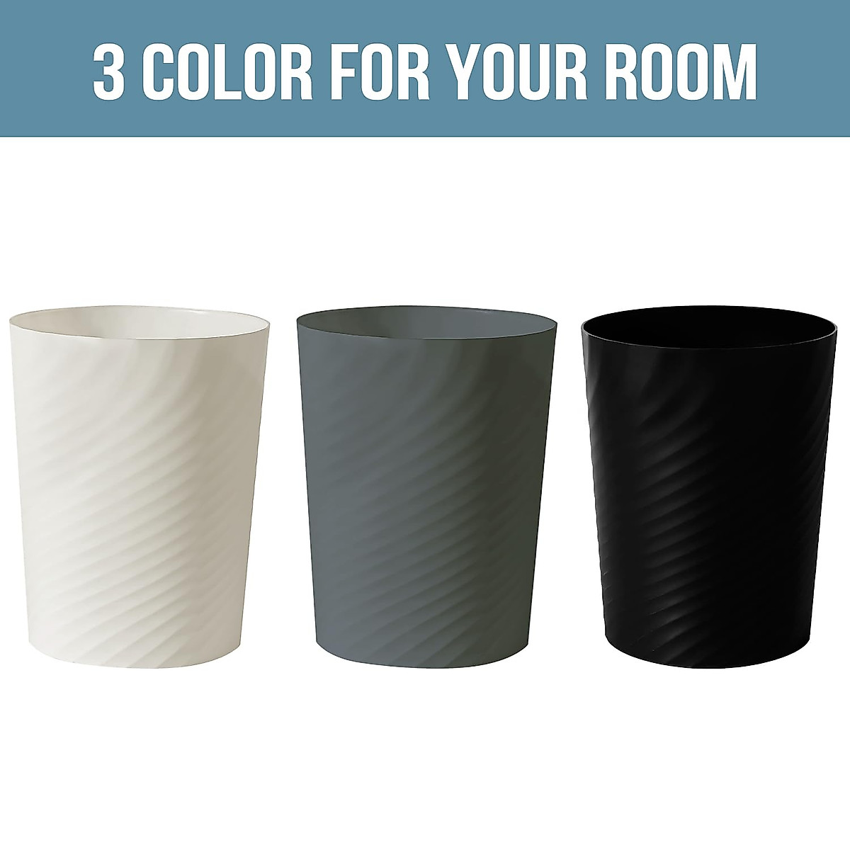 decorluxes Trash Cans, Plastic Small Trash Can, 1.8 Gallon Bedroom Trash Can, Office Trash Can, Waste Can for Bathroom (2, Black)