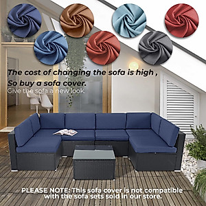 Incbruce 12 Piece Outdoor Patio Cushion Covers Replacement, Outdoor Cushion Slipcovers(6 Seat Covers and 6 Back Covers) with Zipper for Outdoor Furniture, Patio Sofa Couch(Dark Blue)