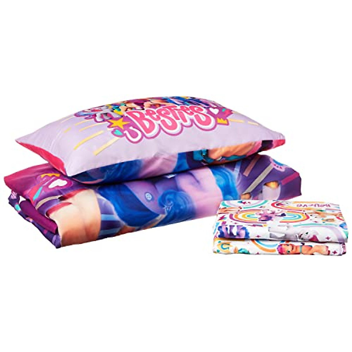 My Little Pony Every Pony Can Make a Difference 4-Piece Toddler Bedding Set - Includes Quilted Comforter, Fitted Sheet, Top Sheet, and Pillow Case, Pink + Purple for Toddler Girls Bed, 28" x 52"