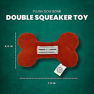 Plush Squeaky Dog Bone Toy for Anxiety Relief and Healthy Teeth - Durable Corduroy Dog Toy with Built-In Squeakers, 4.5x7.5 Inches - Perfect for Small to Medium Dogs, Great Pet Gift, 2 Pack, (Orange)