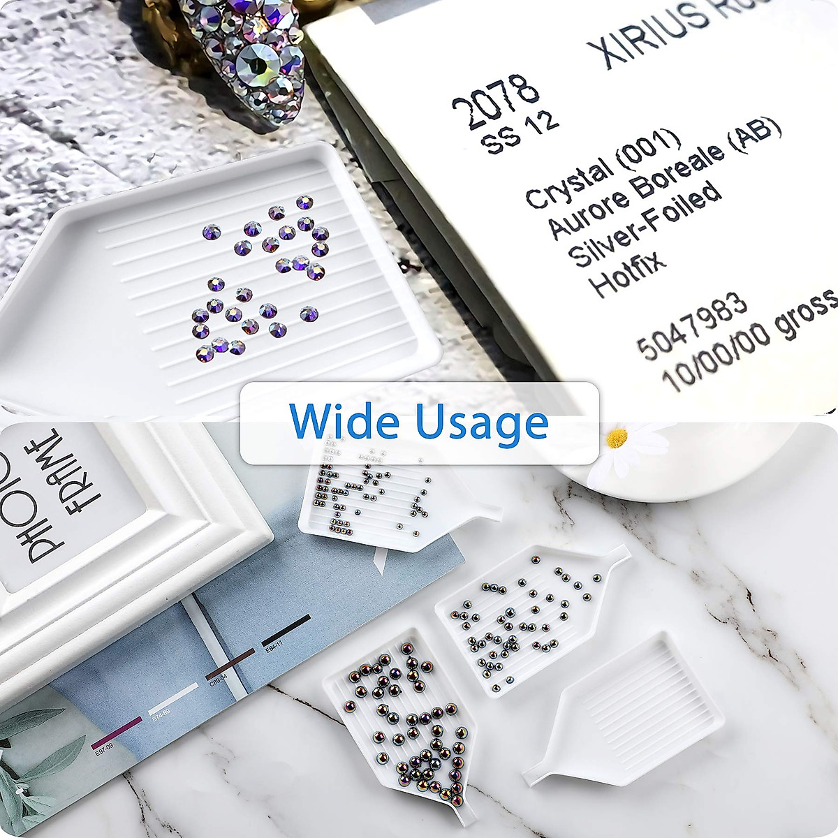 6PCS Plastic Diamond Art Painting Bead Sorting Trays (3.8 x 2.2 Inches), Accessories and Tools for DIY Crafts