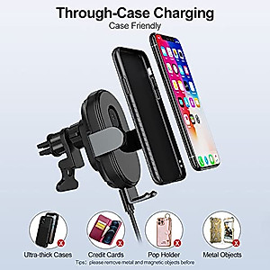 ForestDash Wireless Car Charger, 15W Qi Fast Car Phone Holder Mount Wireless Charging, Auto-Clamping Phone Mount Car Air Vent Stand for 13 12 11 XR SE, Galaxy S10/S22/S20+, LG, etc