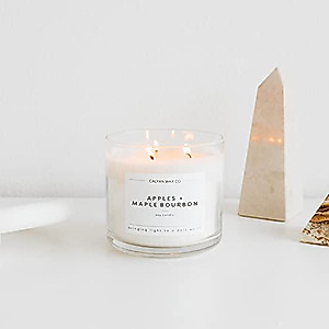 Calyan Wax Soy Wax Candle, Apples & Maple Bourbon, 3 Wick Scented Candle for The Home | Premium Candle with Essential Oils | 14.9 oz Soy Wax, 43 Hour Burn Time, Large Candle in Glass Jar