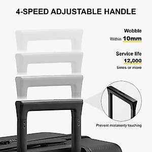 LEVEL8 Trunk Luggage, Large Suitcase 28 Inch Luggage with Spinner Wheels, Luminous Textured 28 Inch Checked Large Luggage, Lightweight Hard Case with Tsa Lock, 28 Inch, Black