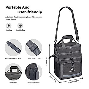 Maelstrom Lunch Box for Men,Insulated Lunch Bag Women/Men,Leakproof Lunch Cooler Bag,Lunch Tote Bag,20L,Gray