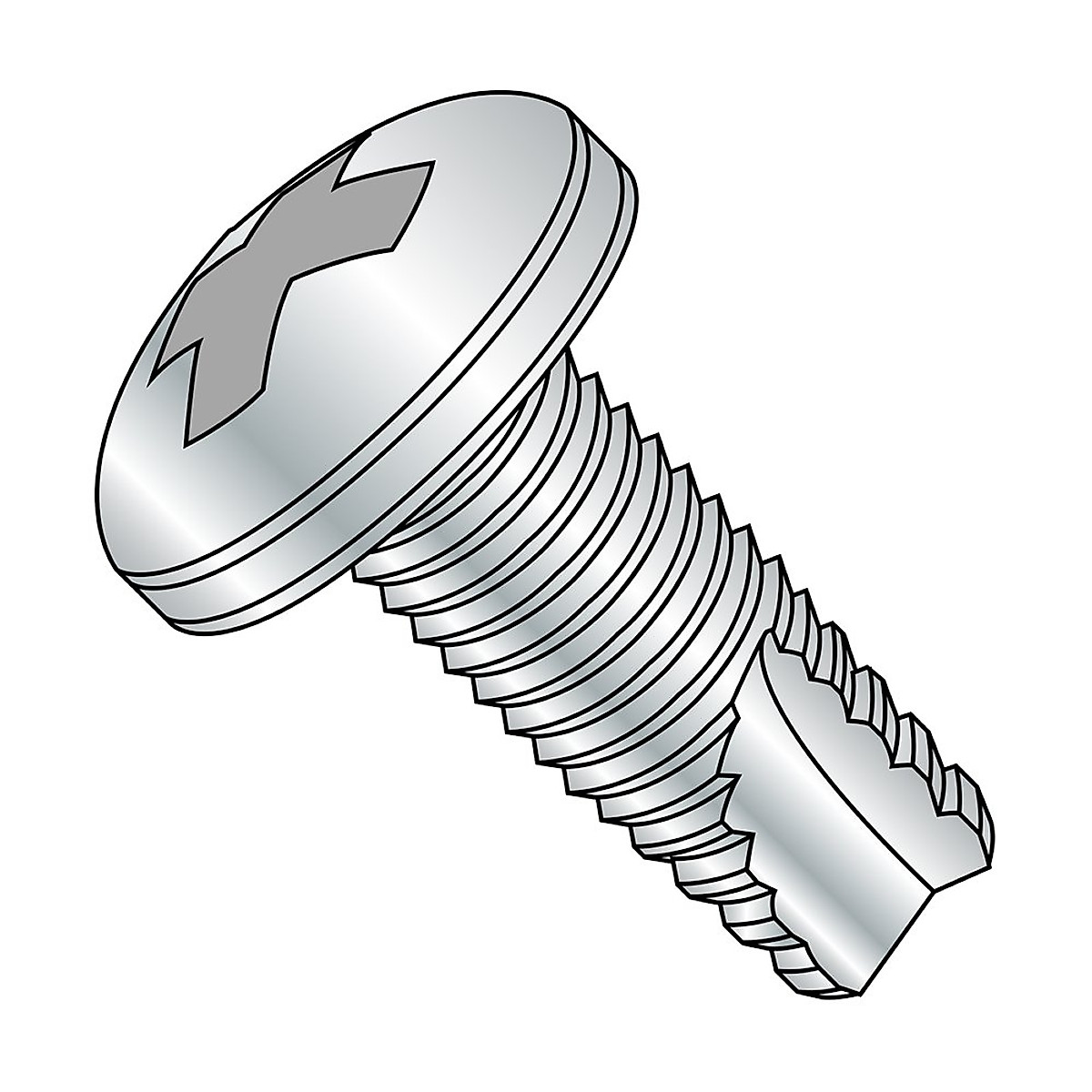 Small Parts 11063PP Steel Thread Cutting Screw, Zinc Plated Finish, Pan Head, Phillips Drive, Type 23, #10-32 Thread Size, 3/8" Length (Pack of 100)