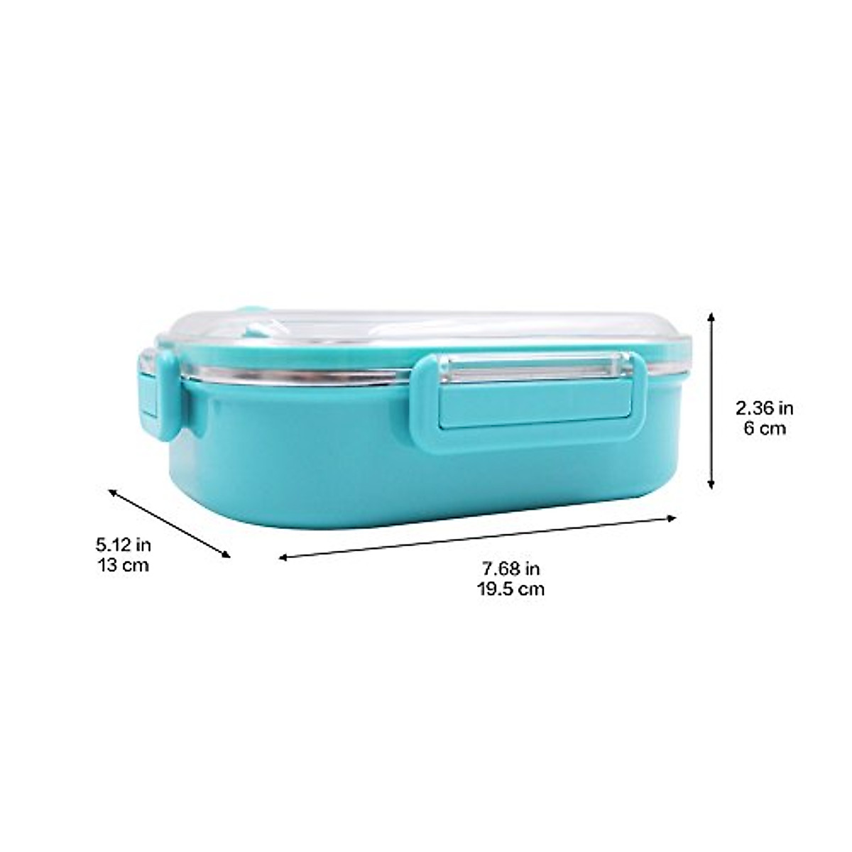 FINEX Frozen Blue Bento Box Container Set with Clear Lid & Spoon - Princess Elsa Anna Olaf Snowman