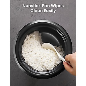 COMFEE' Rice Cooker, 6-Cup Cooked/3-Cup Uncooked, Removable Non-Stick Bowl, for Soups, Stews, Grains&Oatmeal, One Touch, Black