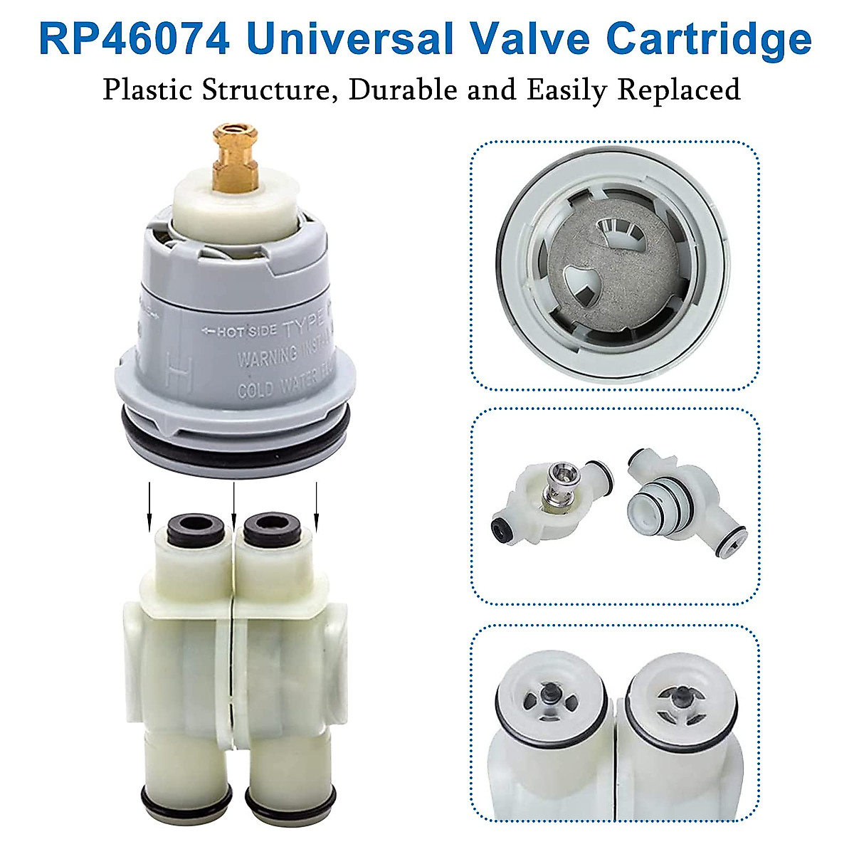 RP46074 Shower Valve Cartridge Assembly Compatible for Delta Shower and Tub 13/14 Series Faucet, Single-handle Delta Universal Valve Cartridge, Replacement for Delta Shower Cartridge.