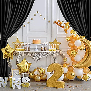 Hiasan Backdrop Curtains for Parties, Polyester Photography Backdrop Drapes for Family Gatherings, Wedding Decorations, 5ftx7ft, Set of 2 Panels