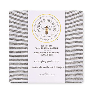 Burt's Bees Baby Unisex Baby Gift Set - Crib Sheet, Changing Pad Cover & Burp Cloths, 100% Organic Cotton Essentials Bundle