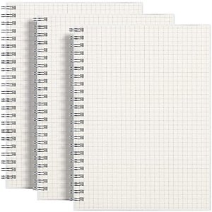 RETTACY Graph Paper Notebook 3-Pack - A5 Graph Grid Spiral Notebook with 160 Pages per Pack, Notebooks for School, Homework, Math, 100 GSM Premium Acid-Free Paper, Twin-Wire Binding, 5.7" × 8.22"