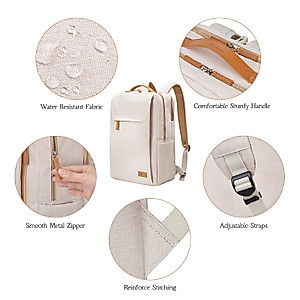 Hp hope Smart Backpack for Women Travel, Durable Carry On Backpack with USB Charging Port & Wet Pocket Fits 15.6 Inch Laptop, Beige