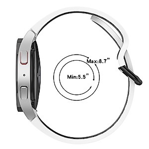 Disscool Replacement Wristbands Compatible with Samsung Galaxy Watch 6/Watch 5/Galaxy Watch 4/Galaxy Watch 3 41mm, 20mm Adjustable Soft Silicone Wrist Strap with Quick Release(Black+Grey)