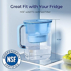 Waterdrop 200-Gallon Long-Life Lucid 10-Cup Water Filter Pitcher, NSF Certified, 5X Times Lifetime, Reduces PFAS, PFOA/PFOS, Chlorine, BPA Free, Blue