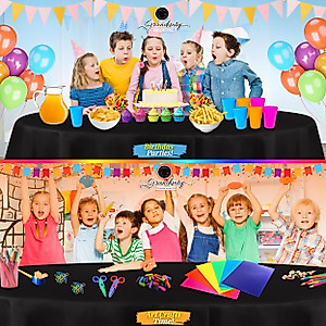 Grandipity Black 84" Decorative Round 12 Pack Premium Disposable Plastic Tablecloth 84 Inch Decorative Round Table Cover