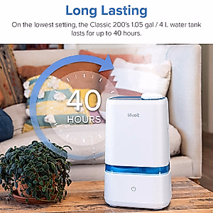 LEVOIT 4L Humidifiers for Bedroom Large Room & Essential Oil Diffuser, Ultrasonic Quiet Cool Mist for Baby, Plants, Last up to 40Hours, Dual 360° Rotation Nozzles, Handle Design, Auto Shut Off, Blue