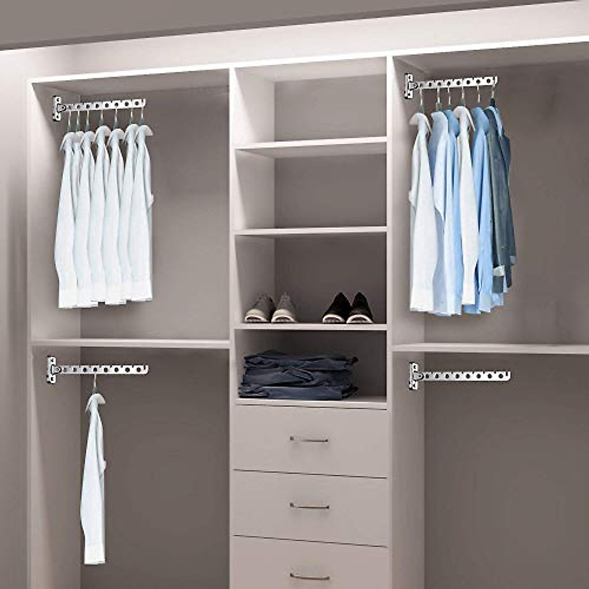 Laundry Hanger Dryer Rack Wall Mount Clothes Hanger Laundry Room Hooks Wall Mounted Clothes Rack Stainless Steel Collapsible Hangers for Clothes laundry clothes hanger rack Folding Hanger Rack 2 Pack