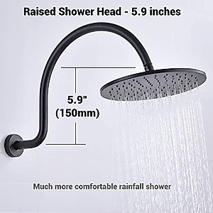 TRUSTMI S Shaped Shower Arm with Flange 17 Inch Extension with 6 Inch High Rise Gooseneck Arm for Rainfall Shower Head, Wall Mounted, Oil Rubbed Bronze