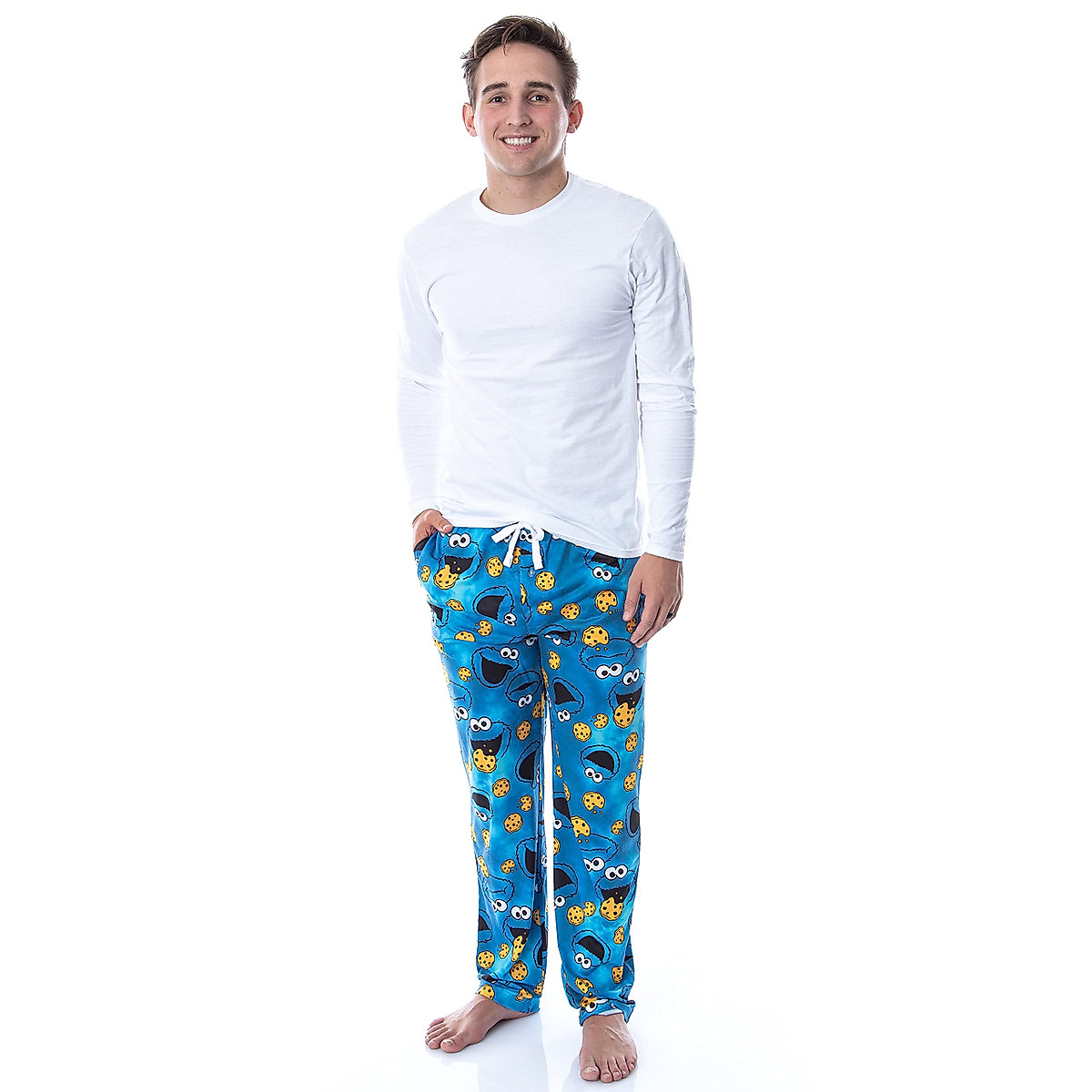 Sesame Street Men's Cookie Monster Tie Dye Adult Sleep Lounge Pajama Pants (Large) Blue