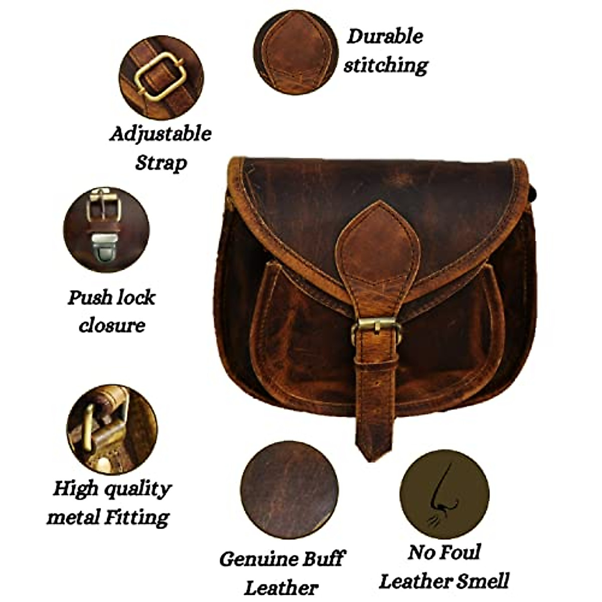 Satchel And Fable Handmade Women Leather Vintage Brown Cross Body Shoulder Bag (Medium, Brown)