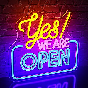 Hello Rosa Yes We Are Open Neon Sign, Open Neon Signs for Wall Decor USB Powered Open Signs for Business Wall, Open Led Sign for Coffee Bar Restaurant Salon Stores Decor Open Neon Light