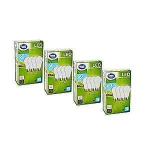 PACK OF 4 - Great Value LED General Purpose Bulbs, 9W (60W Equivalent), Soft White, 4-count