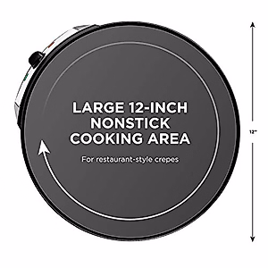 Chefman Electric Crepe Maker & Griddle, Precise Temperature Control Skillet for Perfect Brunch Blintzes, Pancakes, Eggs, Bacon, & Tortillas, 12" Nonstick Grill Pan, Includes Batter Spreader & Spatula