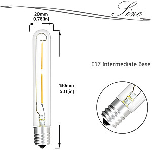 Bonlux LED T6.5 Exit Sign Clear Light Bulbs, 2W E17 Intermediate Base T6.5 LED Appliance Bulb (20W Incandescent Equivalent) for Refrigerator Freezer, Daylight 6000K (4-Pack,E17 Base)