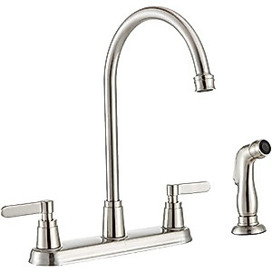 VAPSINT 4 Hole Kitchen Faucet with Sprayer,High Arc Commercial Brushed Nickel Stainless Steel Kitchen Sink Faucet 360 Degree Swivel Pullout Kitchen Faucets for Sink 3 Hole