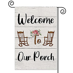 AGMdesign Welcome to Our Home Garden Flag, Double Sided Waterproof Burlap Yard Flag Seasonal Summer Outdoor Decoration 12.5 x 18 Inch