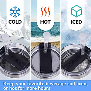 Hotanry 6pcs Spill Stopper Set for Stanley Quencher H1.0 40oz & 30oz Tumbler with Handle, Stanley Cup Accessories Including 2 Straw Cover Cap, 2 Square Spill Stopper, 2 Round Leak Proof Stopper