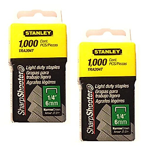 Stanley Tra204T 1/4 Inch Light Duty Narrow Crown Staples, Pack of 1000 (2 pack)