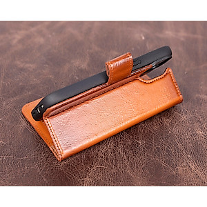 VENOULT Magnetic Detachable Wallet Case for iPhone 15 Pro MAX, Man or Women Folio Cover, Genuine Leather, Compatible with Magsafe Wireless Charge, RFID - Chestnut Brown