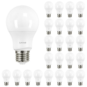 Linkind Dimmable A19 LED Light Bulbs, 60 Watt Equivalent, E26 Base, 2700K Soft White, 9.5W 800 Lumens CRI80+ 120V, UL Listed FCC Certified, Pack of 24