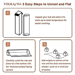 YOUKADA Office Chair Mat with Lip for Hardwood Floor, Transparent Floor Mats for Rolling Chairs, Wood/Tile Protection Mat for Office & Home (34" x 43'')